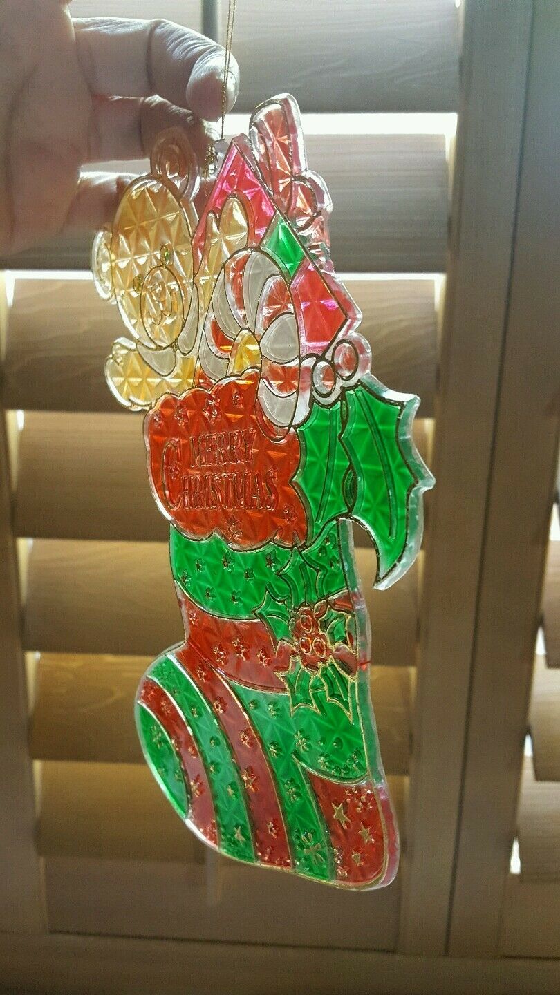 Christmas VINTAGE HARD PLASTIC STOCKING BOOT CANDY CANE BEAR GIFT ...