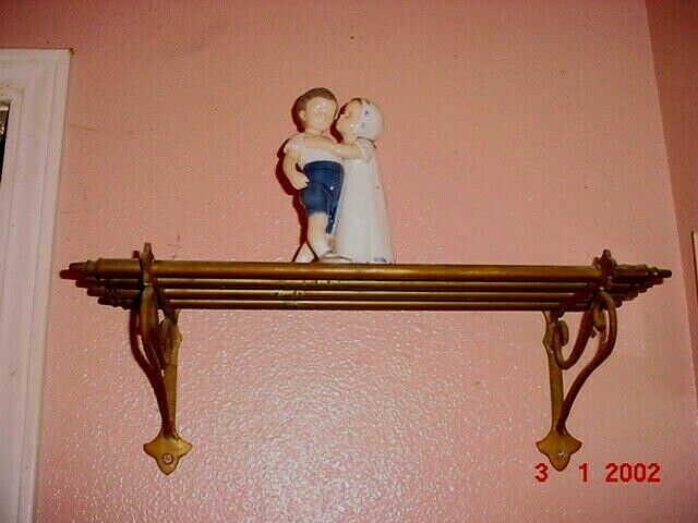 ANTIQUE VINTAGE BRASS PULLMAN CAR RAILROAD TRAIN OVERHEAD RACK SMALLER ...