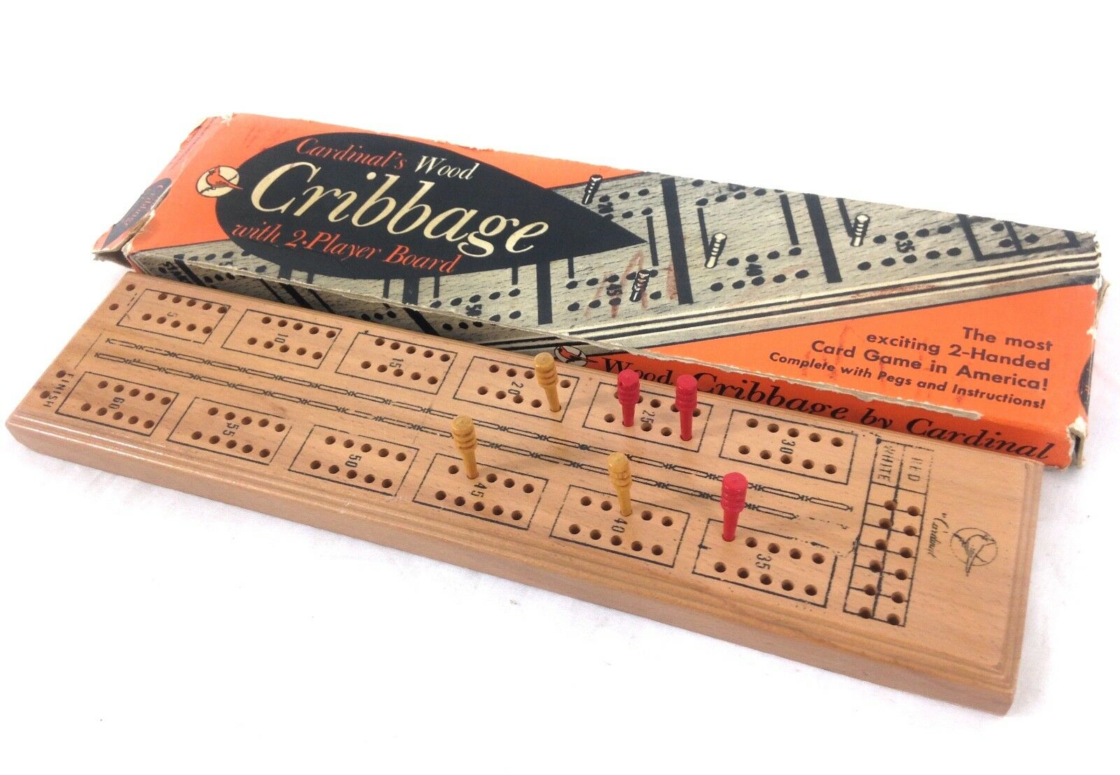 Vintage 1950 ' S Cardinal ' S Wood Cribbage Board A24 | #18926928