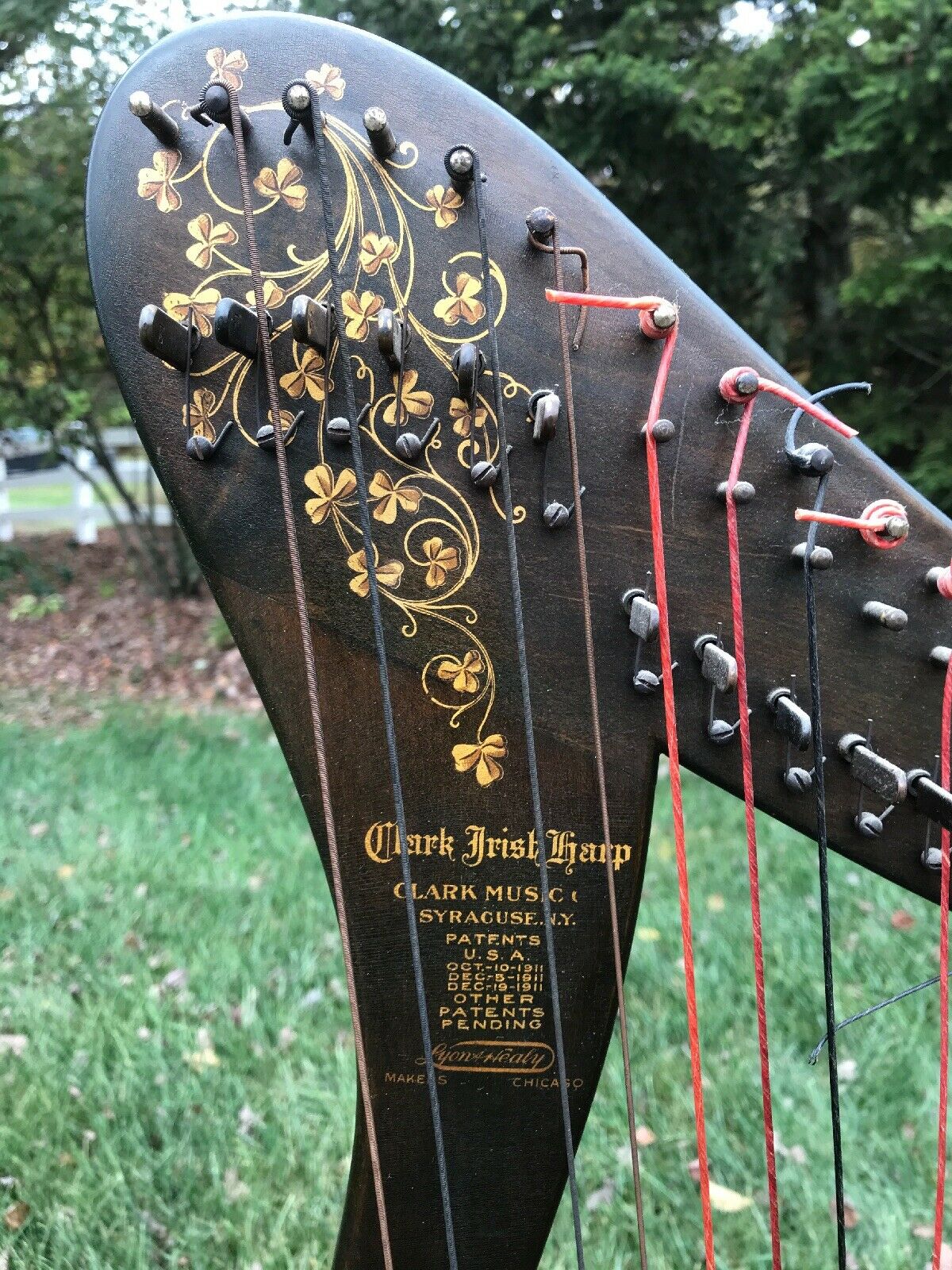 Antique Clark Irish Harp Model A 460 Lyon & Healy Celtic Design With ...