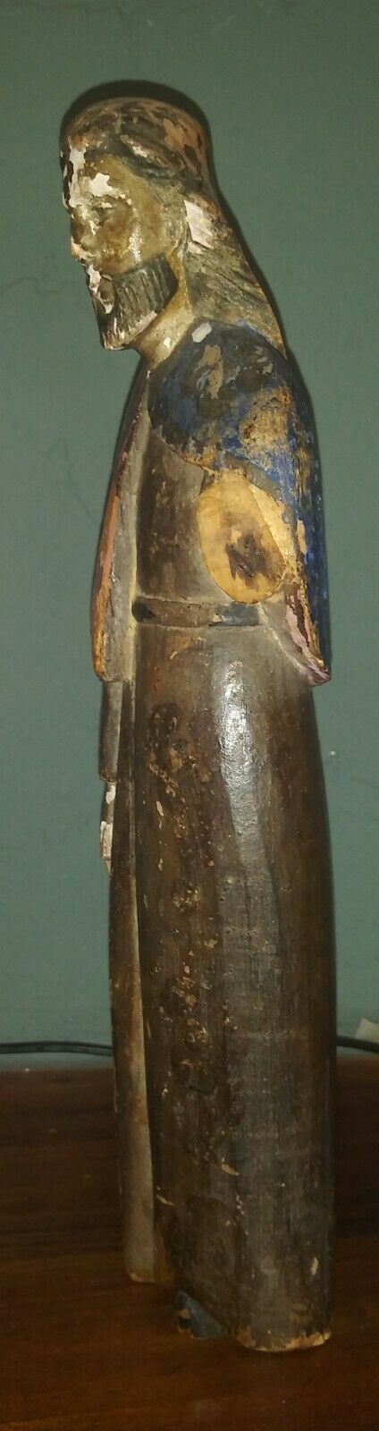 Filipino Colonial Hand Carved Wood Statue Of Bearded Saint 12 " | #18946128
