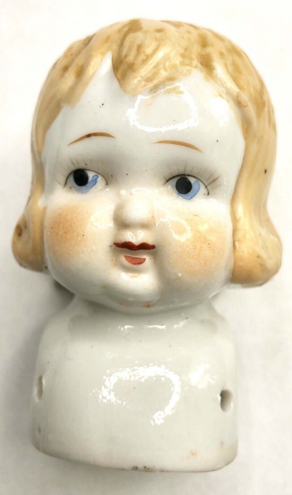 Vtg Porcelain Molded Blonde Hair Doll Head Bisque Doll Part Japan Bst ...