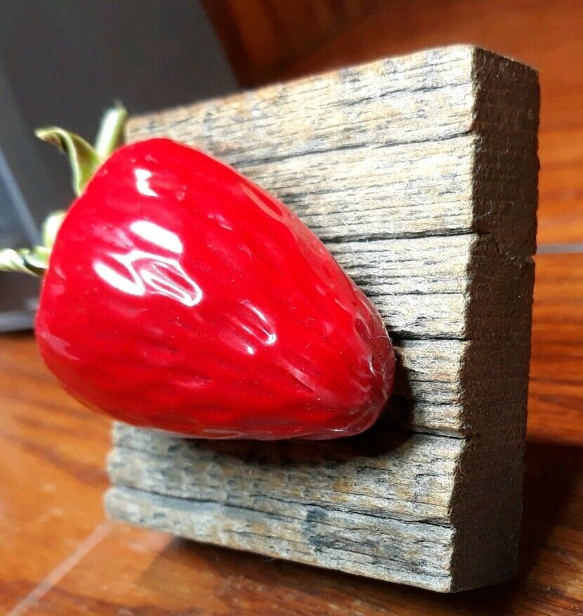 Vintage Carol Cline Ceramic Pottery Red Strawberry Sculpture On Barn ...