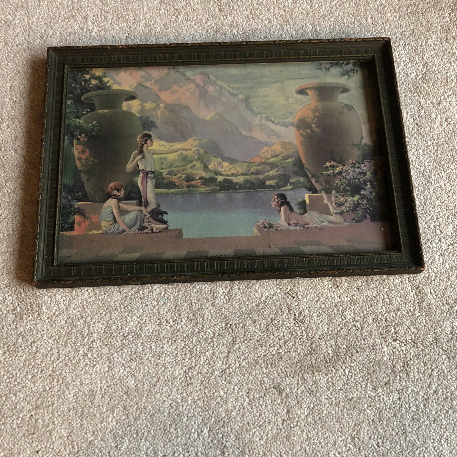 Framed Maxfield Parrish The Magic Of Dawn Print Vintage Antique | #19430898