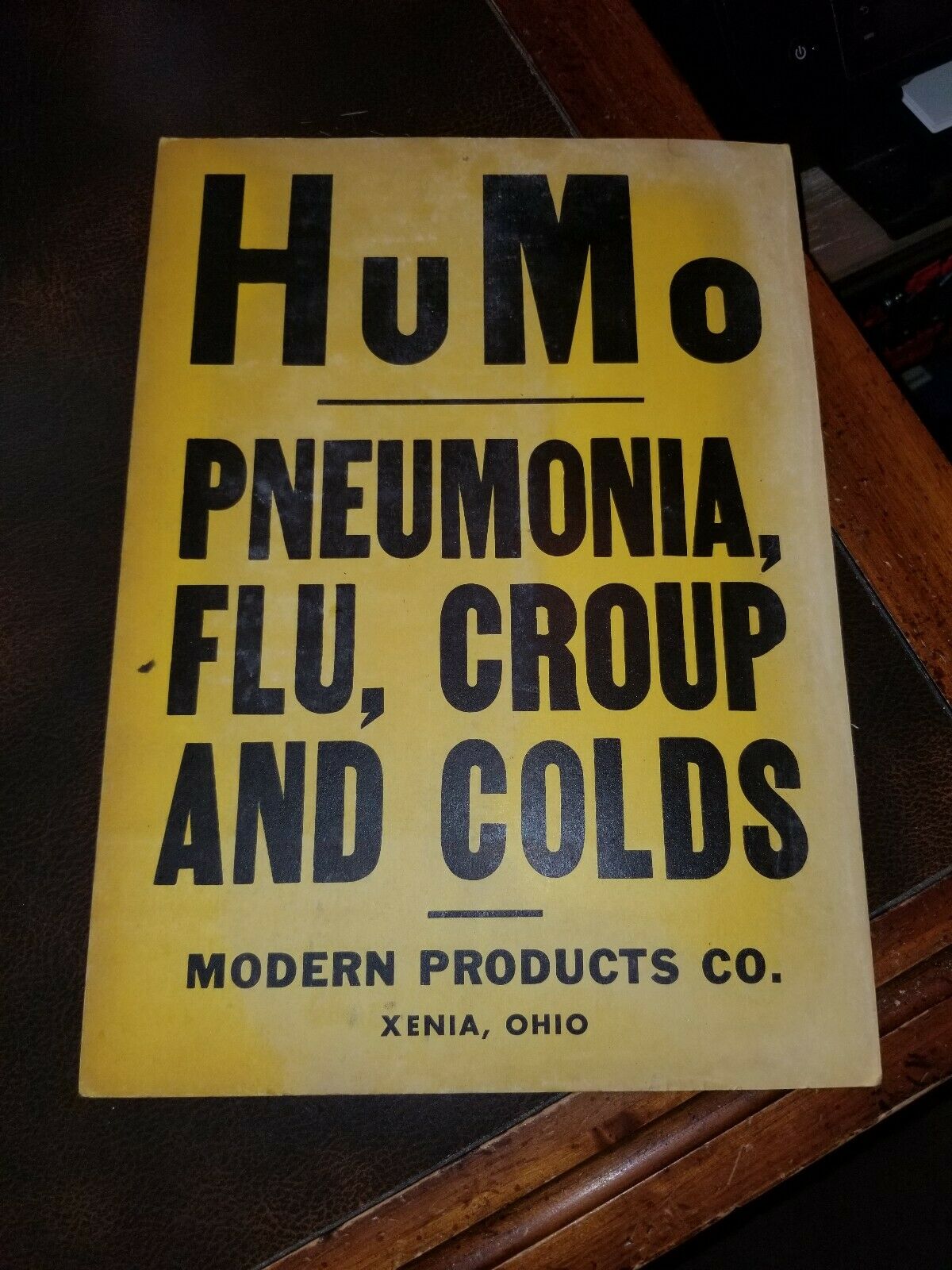 Vintage 1940s HuMo Pneumonia Flu Group Cold Quack Medicine Store Sign ...