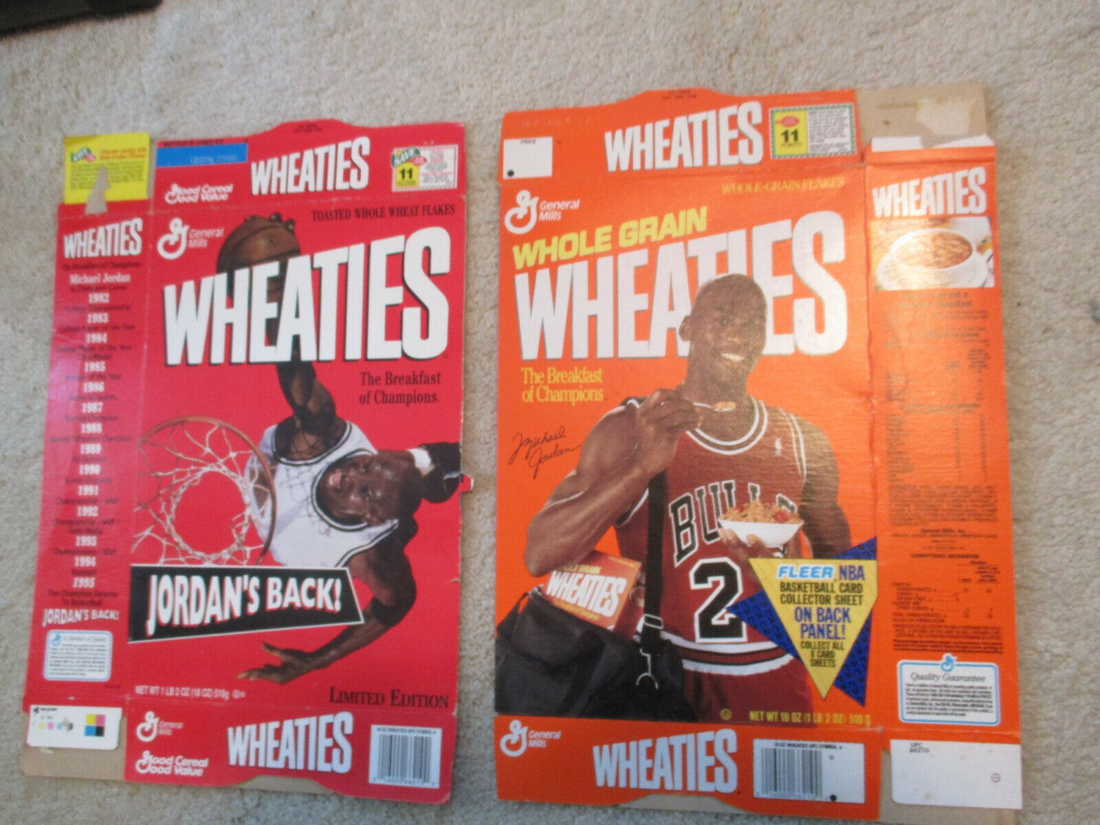 Michael Jordan Wheaties Cereal Boxes Fleer Basketball Jordan ' S Back ...