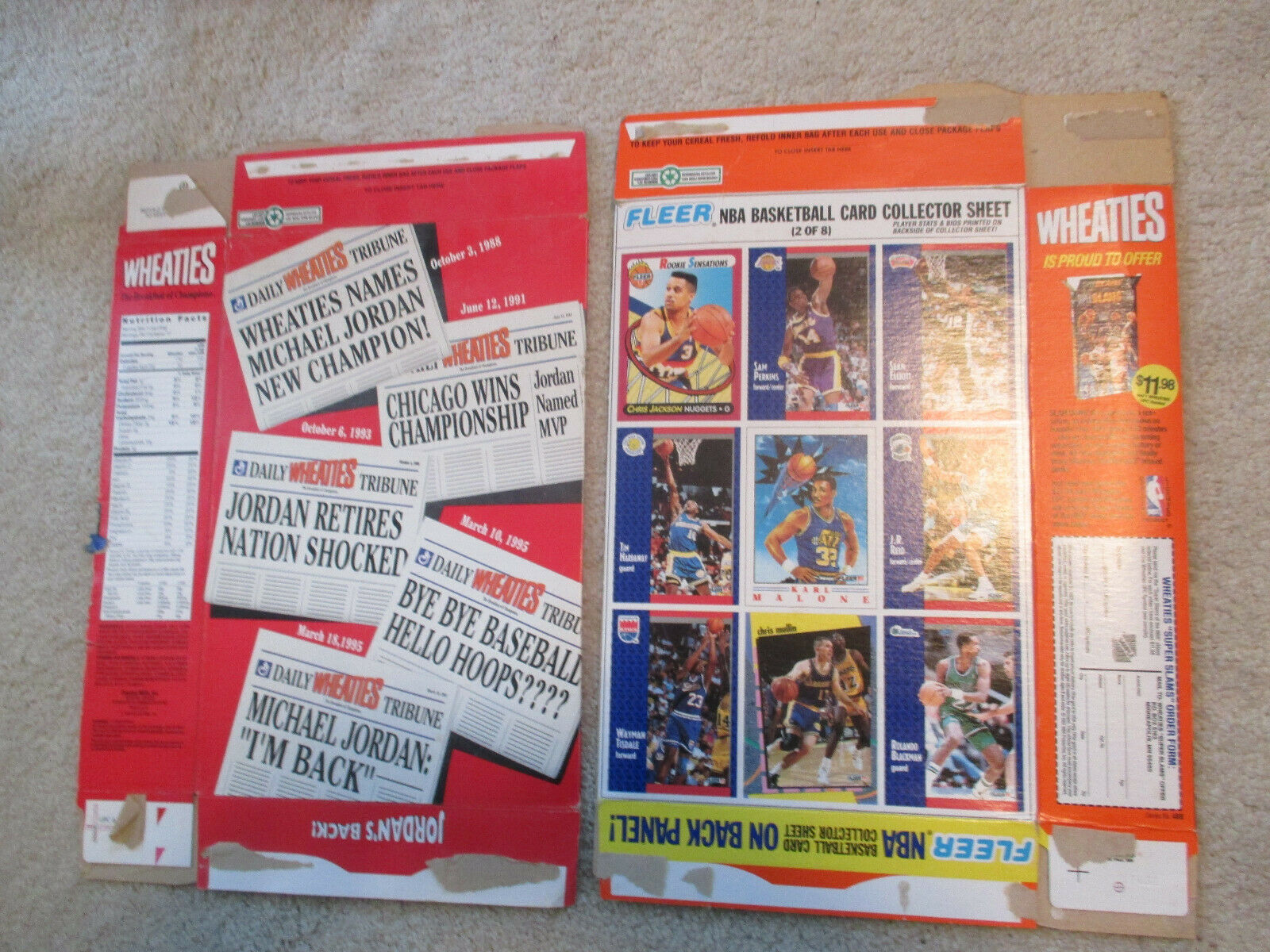 Michael Jordan Wheaties Cereal Boxes Fleer Basketball Jordan ' S Back ...