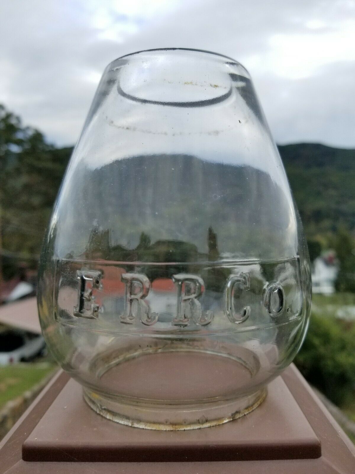 Erie RR Co. E RR Company Extended Base Railroad Lantern Globe Antique ...
