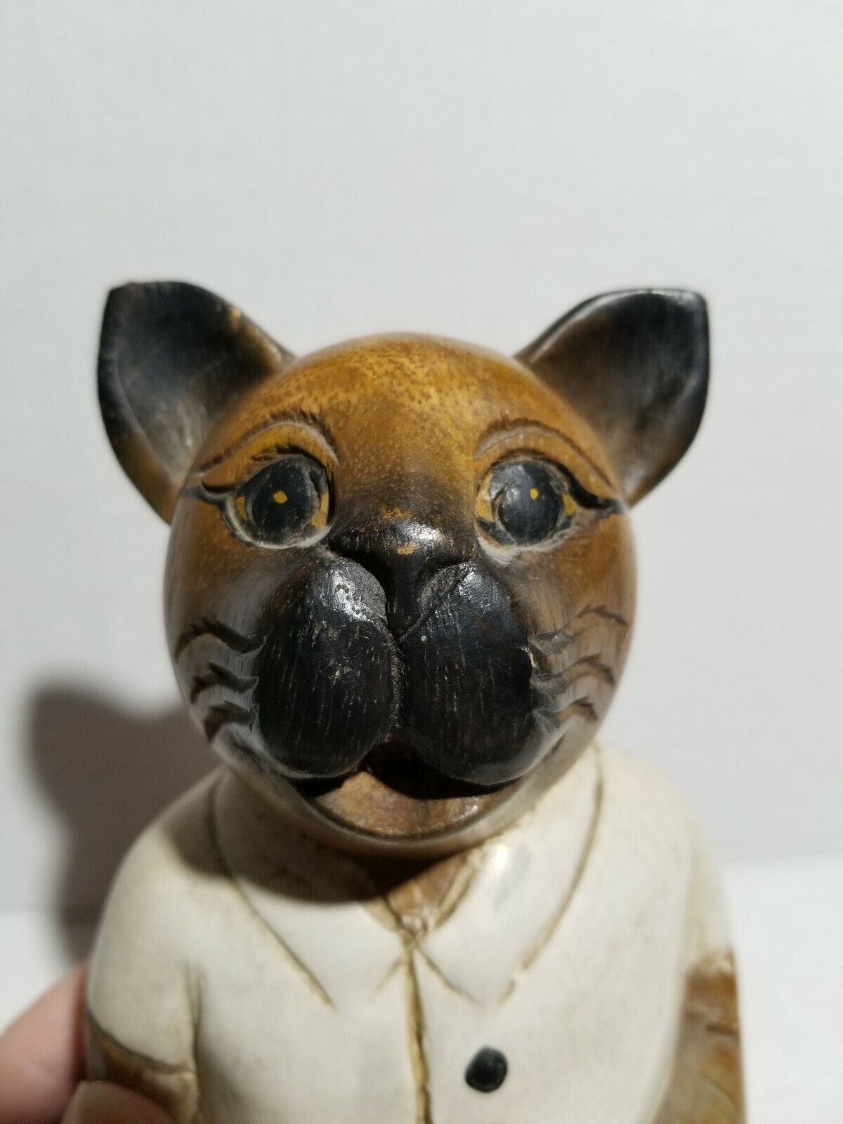 Vintage Carved Wood Wooden Cat Kitty Figurine Statue | #19423187