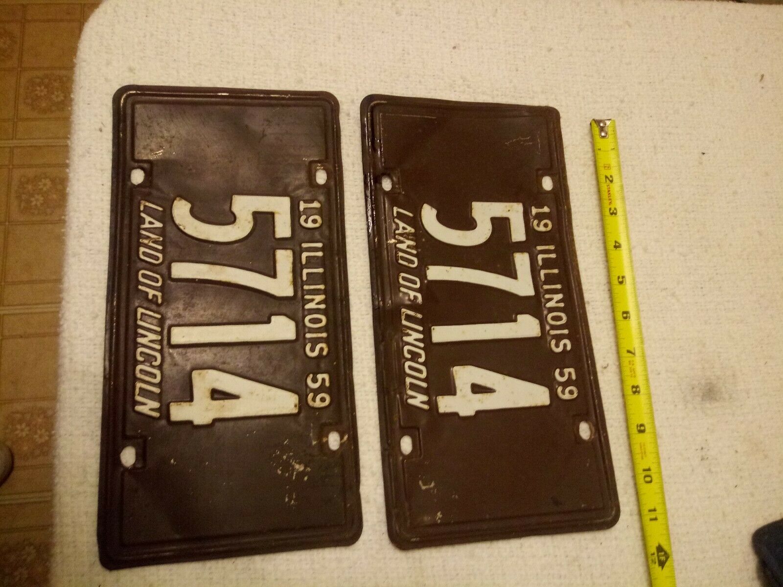 Pair Vintage 4 Digit Matching ILLINOIS 1959 License Plates Ford Chevy ...