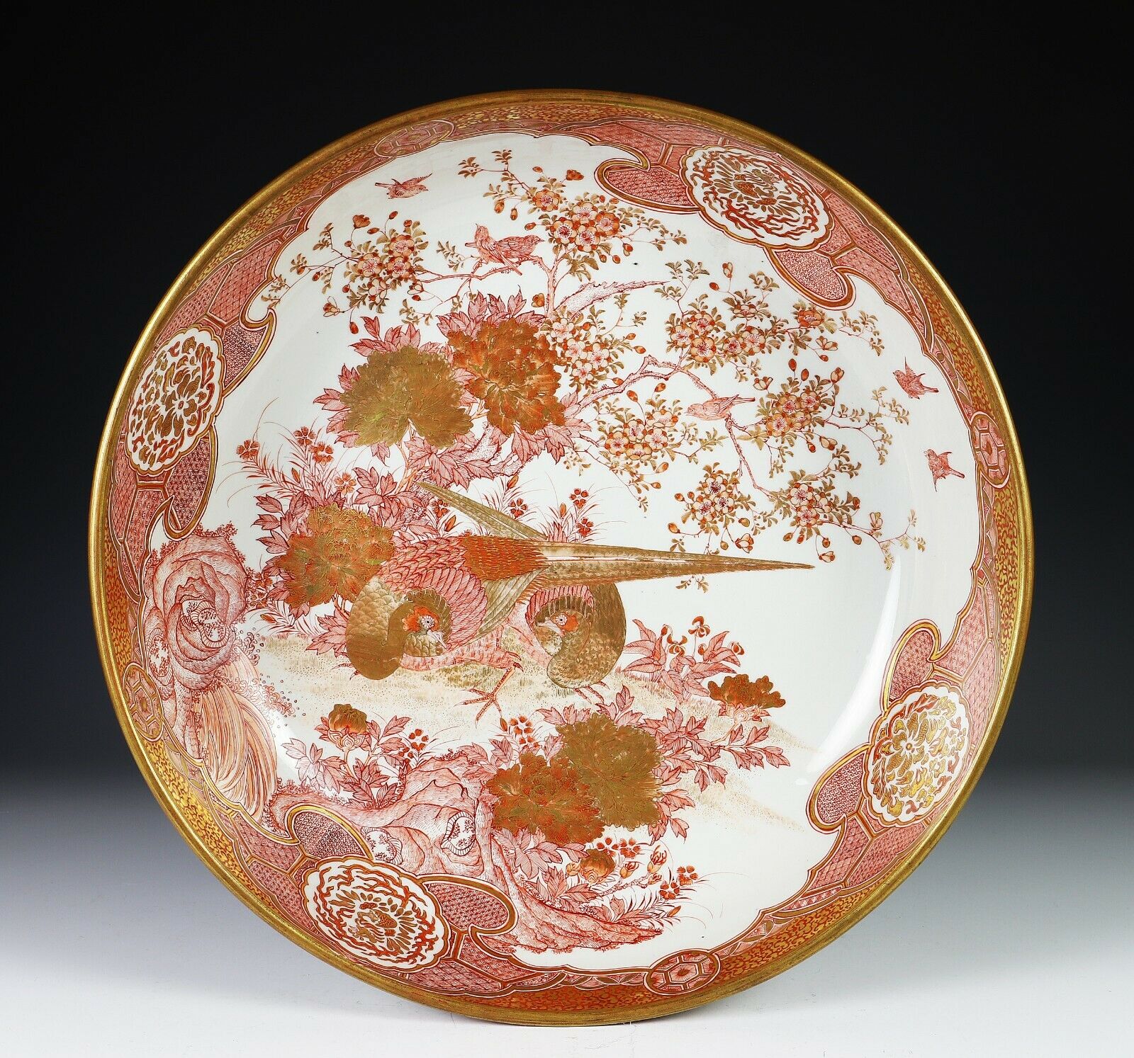 Large Antique Japanese Kutani Porcelain Shallow Bowl With Art Work ...
