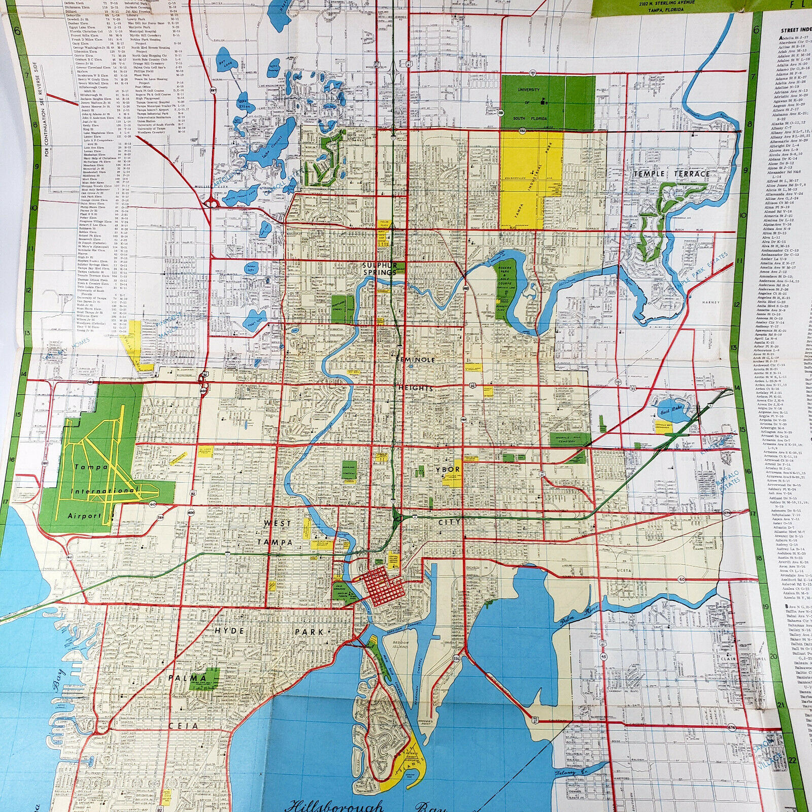 1960s Dolph ' S Map Tampa Florida Hillsborough County FL Street Road ...