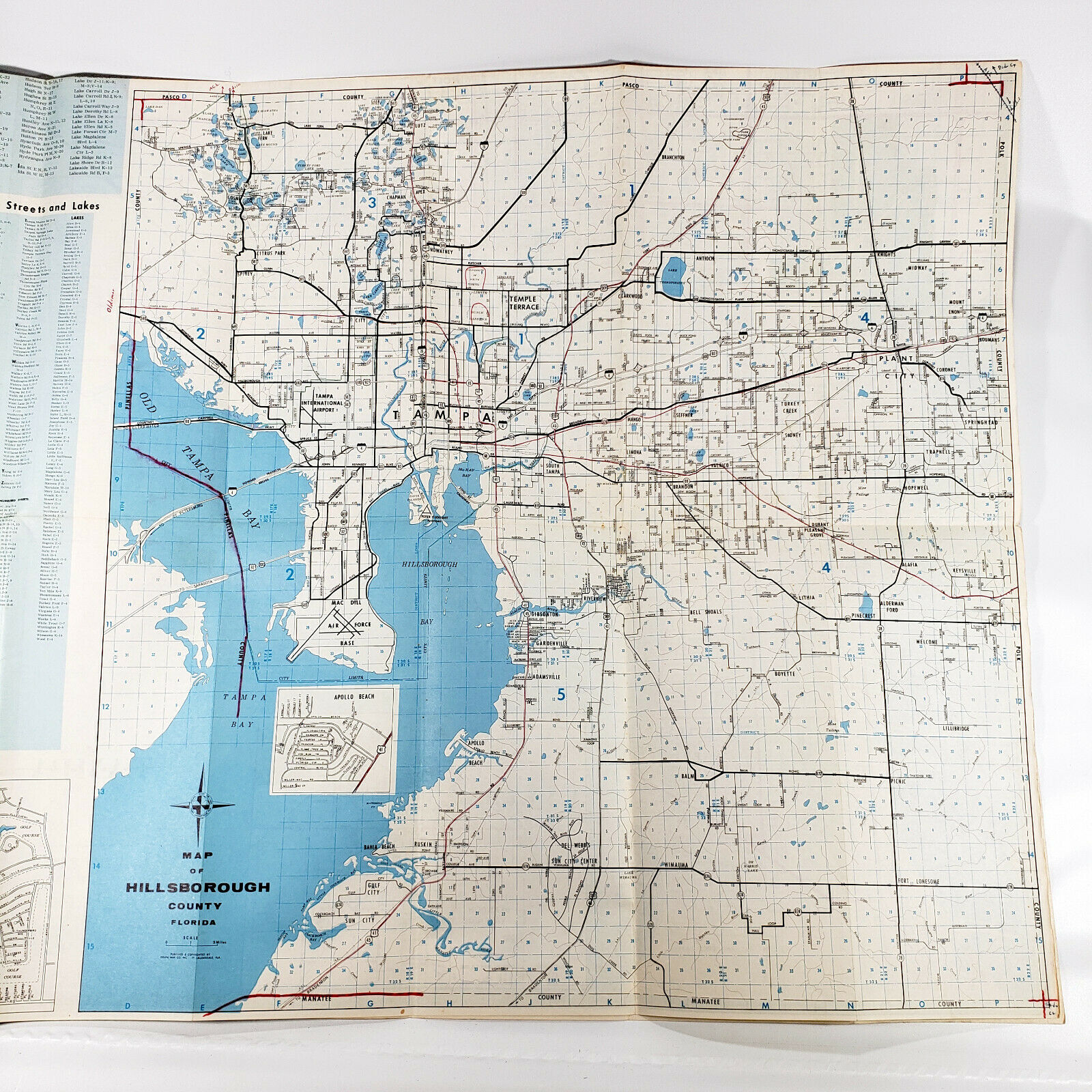 1960s Dolph ' S Map Tampa Florida Hillsborough County FL Street Road ...