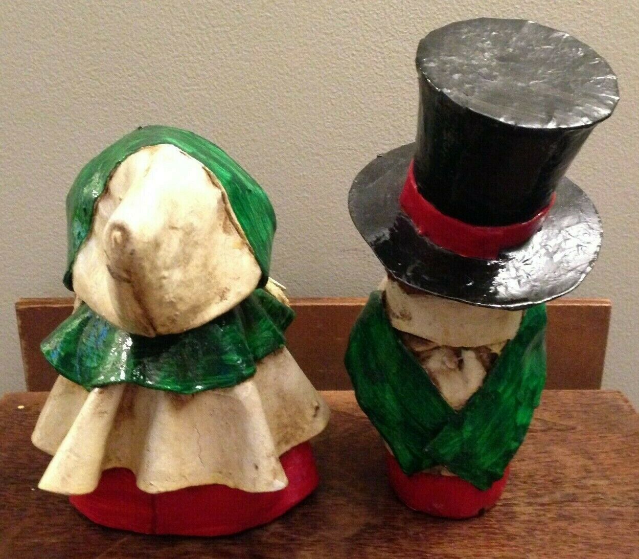 Vintage Paper Mache Boy Girl Christmas Carolers Standing Decorations ...