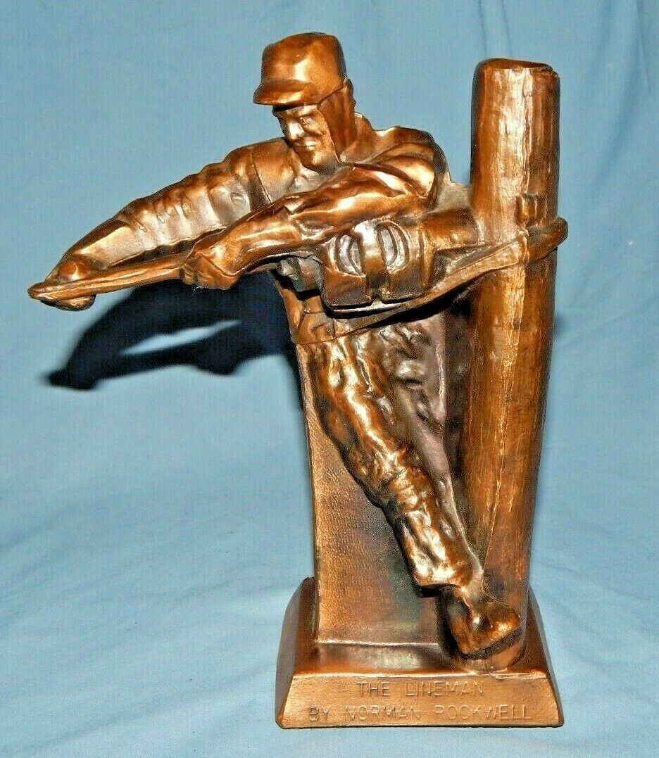 Vintage AT&T Statue Of Norman Rockwell ' S The Lineman | #18766380