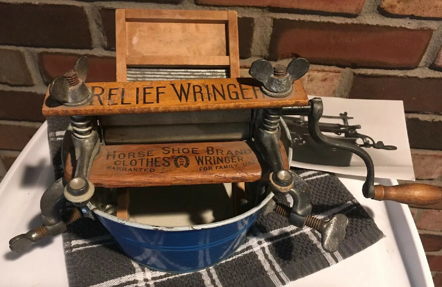 Antique Relief Wringer Salesman Sample With Washtub And Board | #18805882