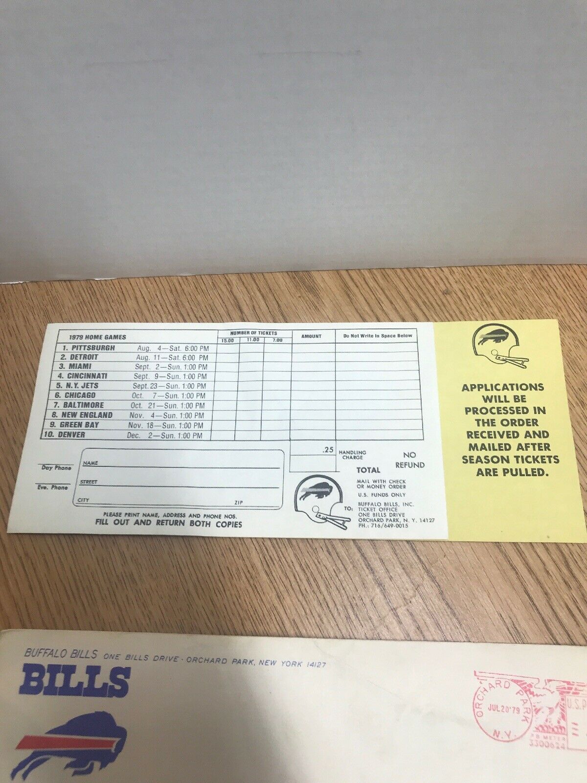 1979 Buffalo Bills Season Ticket Information Paperwork & Sticker ...
