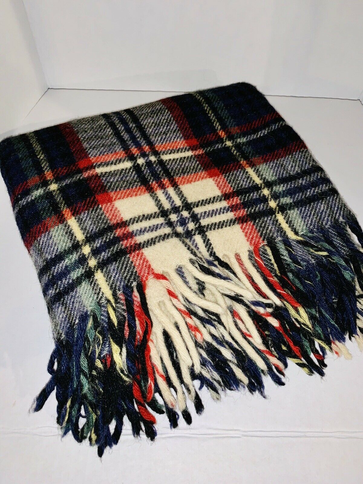 Vintage TROY ROBE Plaid 100 Virginia Wool Stadium Blanket W/ Fringe ...