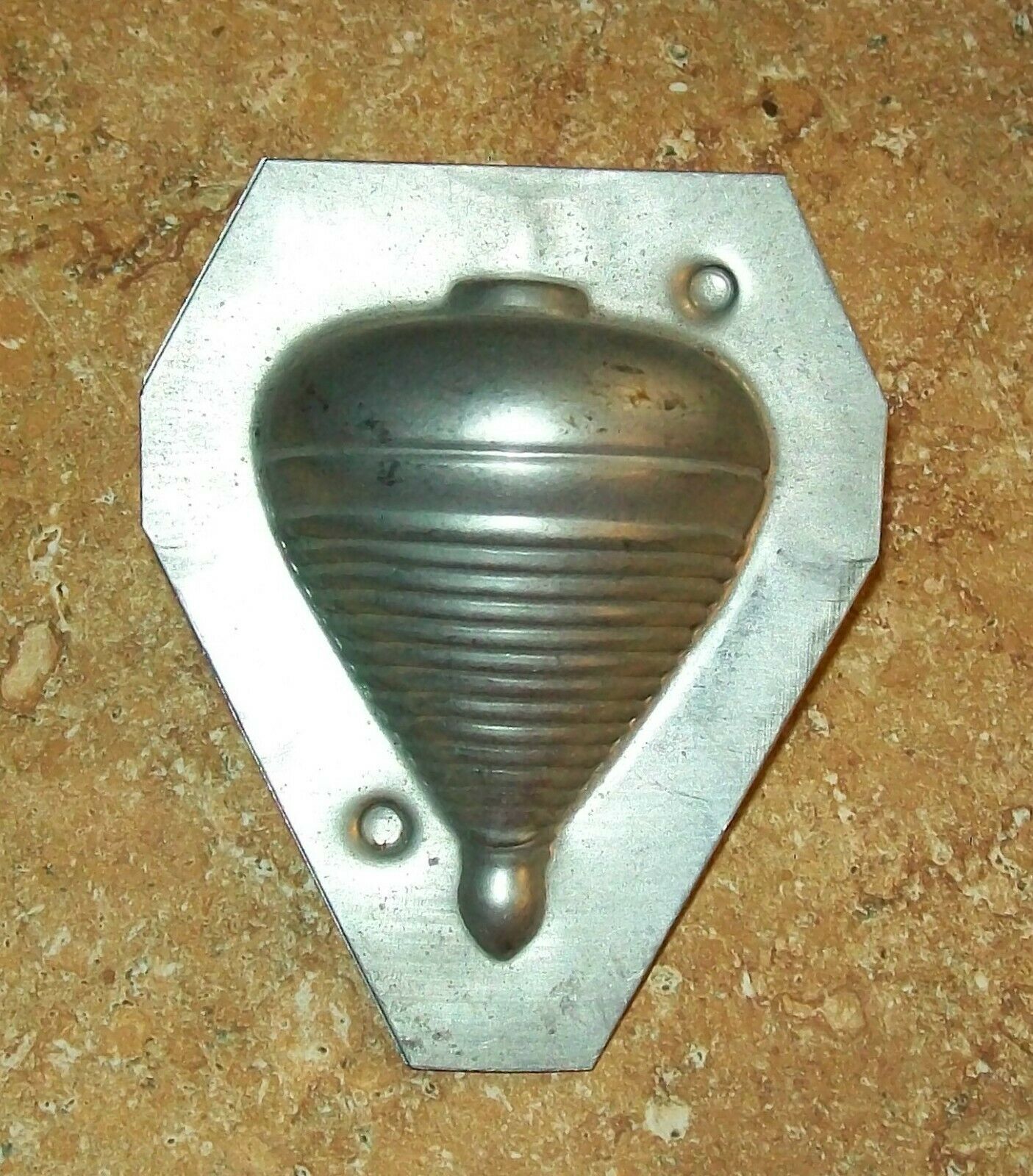 Vintage Metal Chocolate Mold 2 Piece 3D TOY TOP Great Toy Top | #18731021