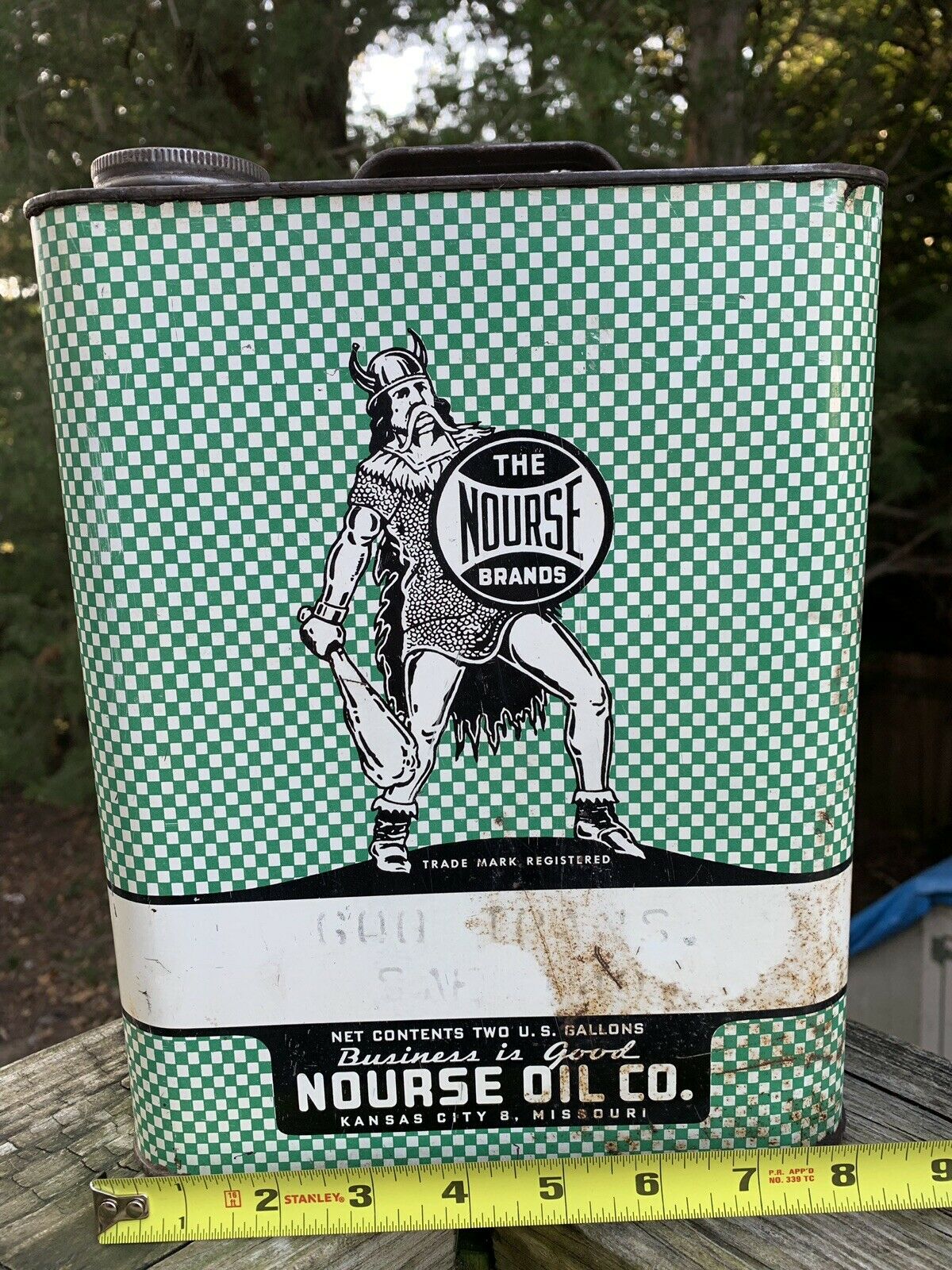 Vintage 1940 ' S Nourse Motor Oil Can Two Gallon Metal Can Gas Sign ...