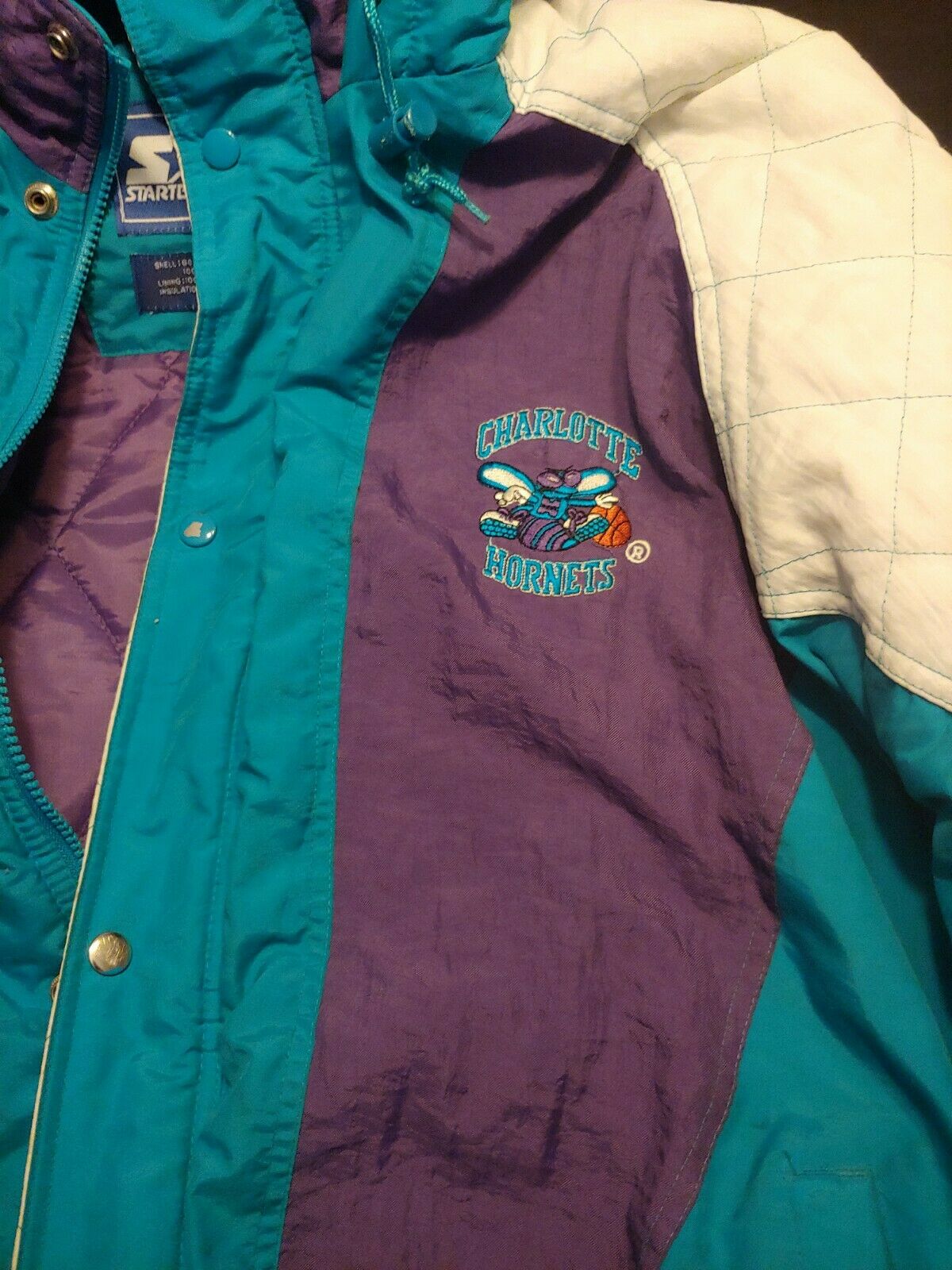 Vintage Starter NBA Charlotte Hornets Jacket Mens Medium Zip Up | #18705489