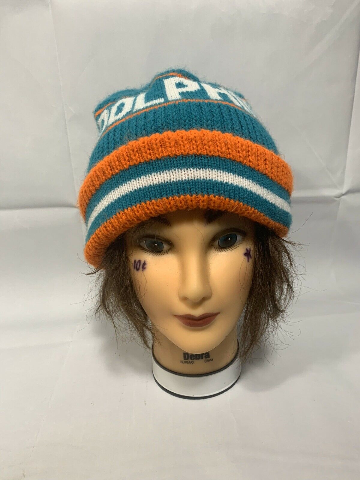 Vintage Miami Dolphins Knit Toboggan Winter Ski Beanie Hat NFL Football ...
