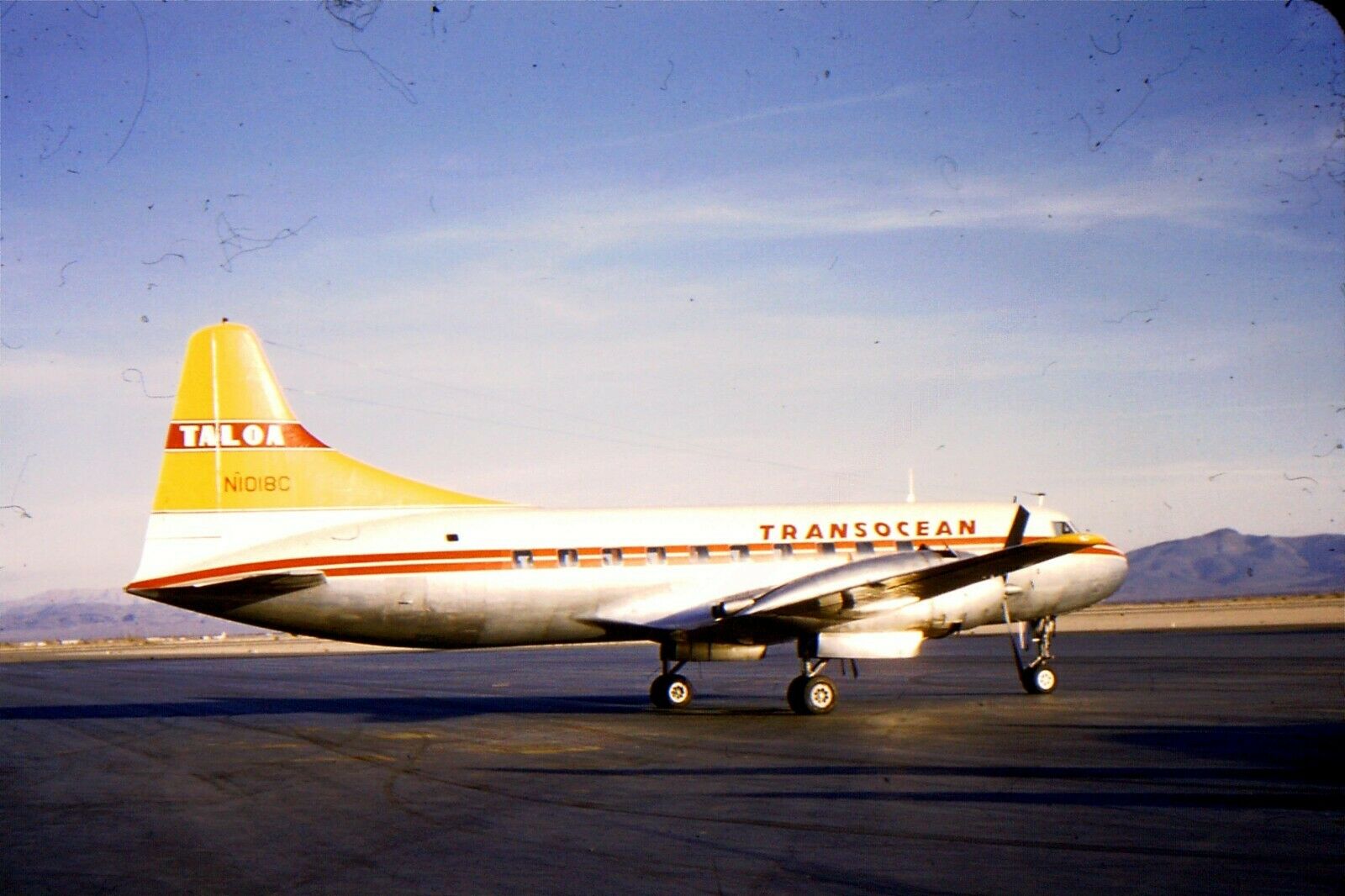 Vintage 35MM SLIDE TRANSOCEAN AIRLINES Convair CV - 340 LAS VEGAS 1956 ...