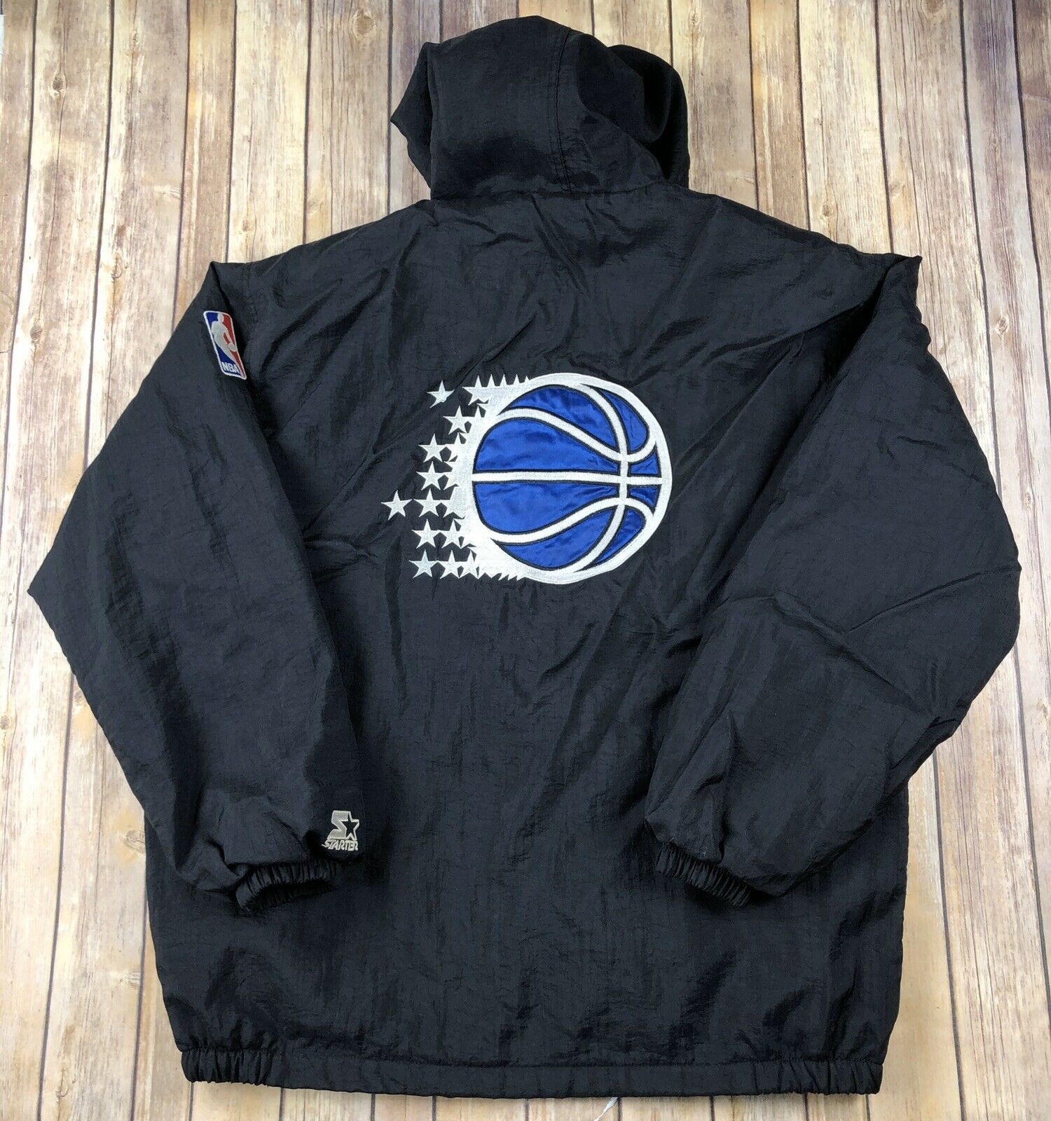 Vintage 90s Orlando Magic Starter Large Jacket With Hood Full Zip NBA ...