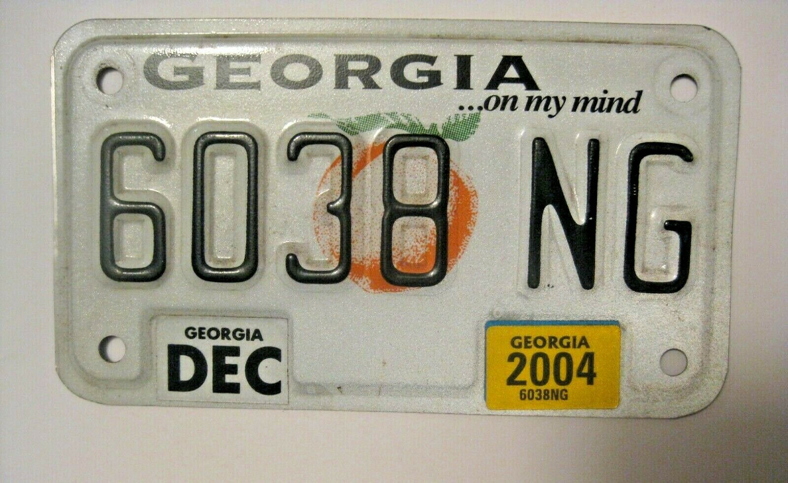 VINTAGE 2004 GEORGIA MOTORCYCLE LICENSE PLATE SEE ALL OUR LICENSE ...
