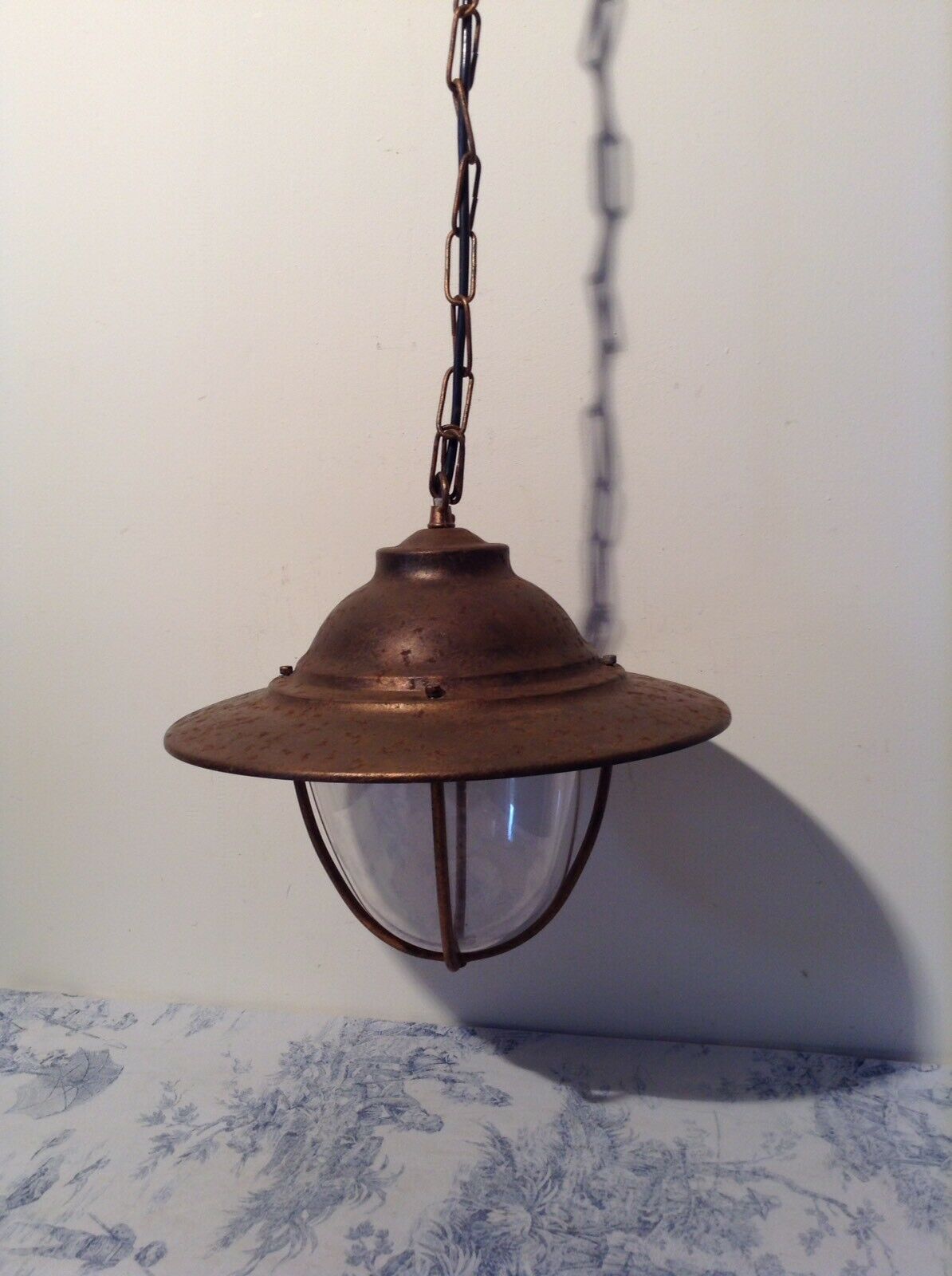 Nautical Distressed Style Lantern Ceiling Light With Copper Metal Hood ...