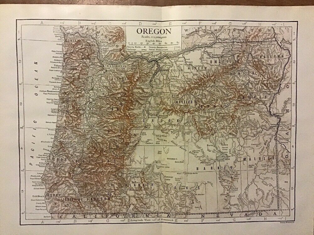 OREGON Map Vintage Antique Cartograph 1910 RARE Plot Maps | #18742059