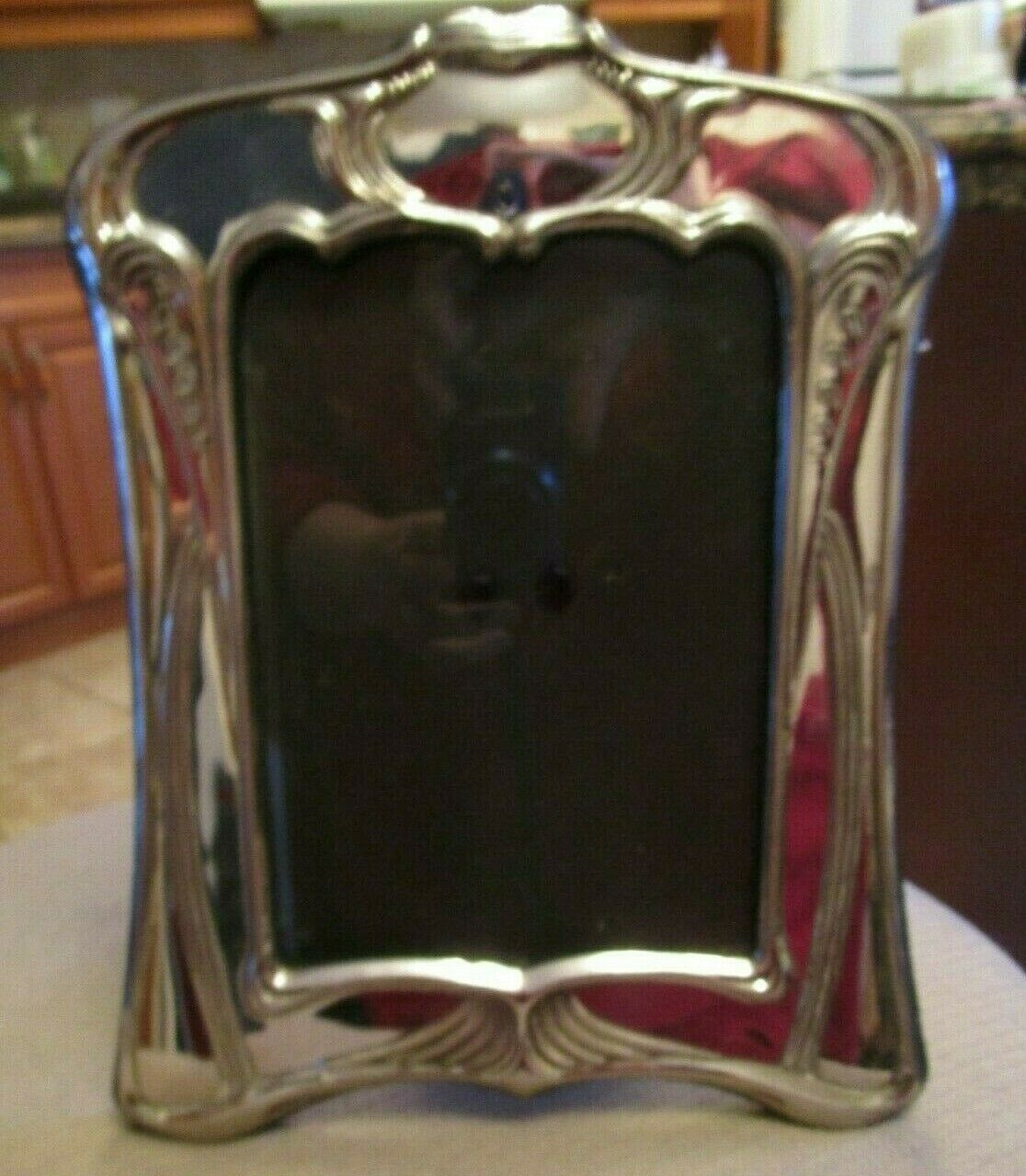 VINTAGE ART NOUVEAU/ART DECO SILVER PLATE VELVET BACKED PICTURE FRAME ...