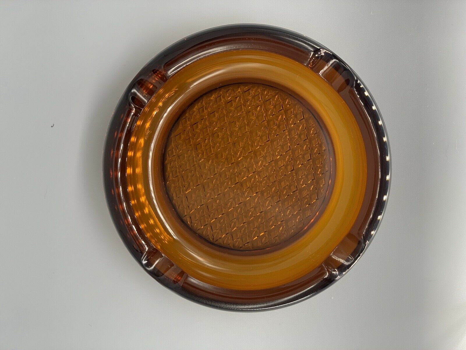 Vintage 8 " AMBER Glass Round Cigar Ashtray Floor Smokestand Ashtray ...