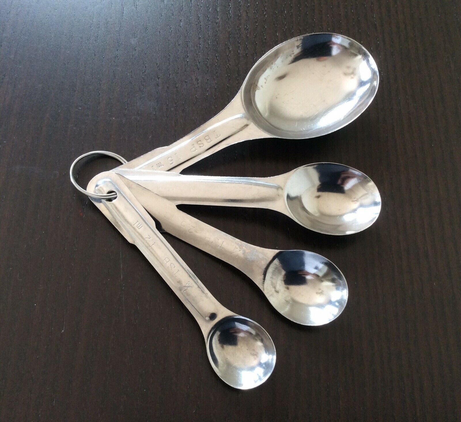 Vintage Set Of 4 Stainless Steel Measuring Spoons Kitchen Tools With ...