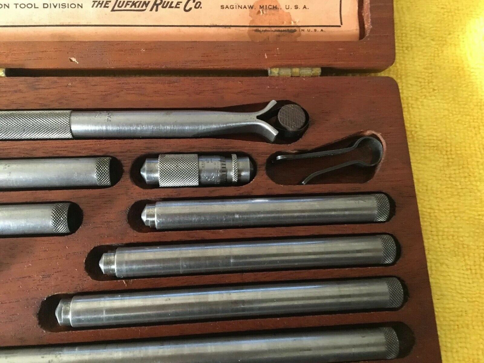 Vintage Lufkin Rule Co. USA Inside Micrometers Set In Wood Box | #18585584