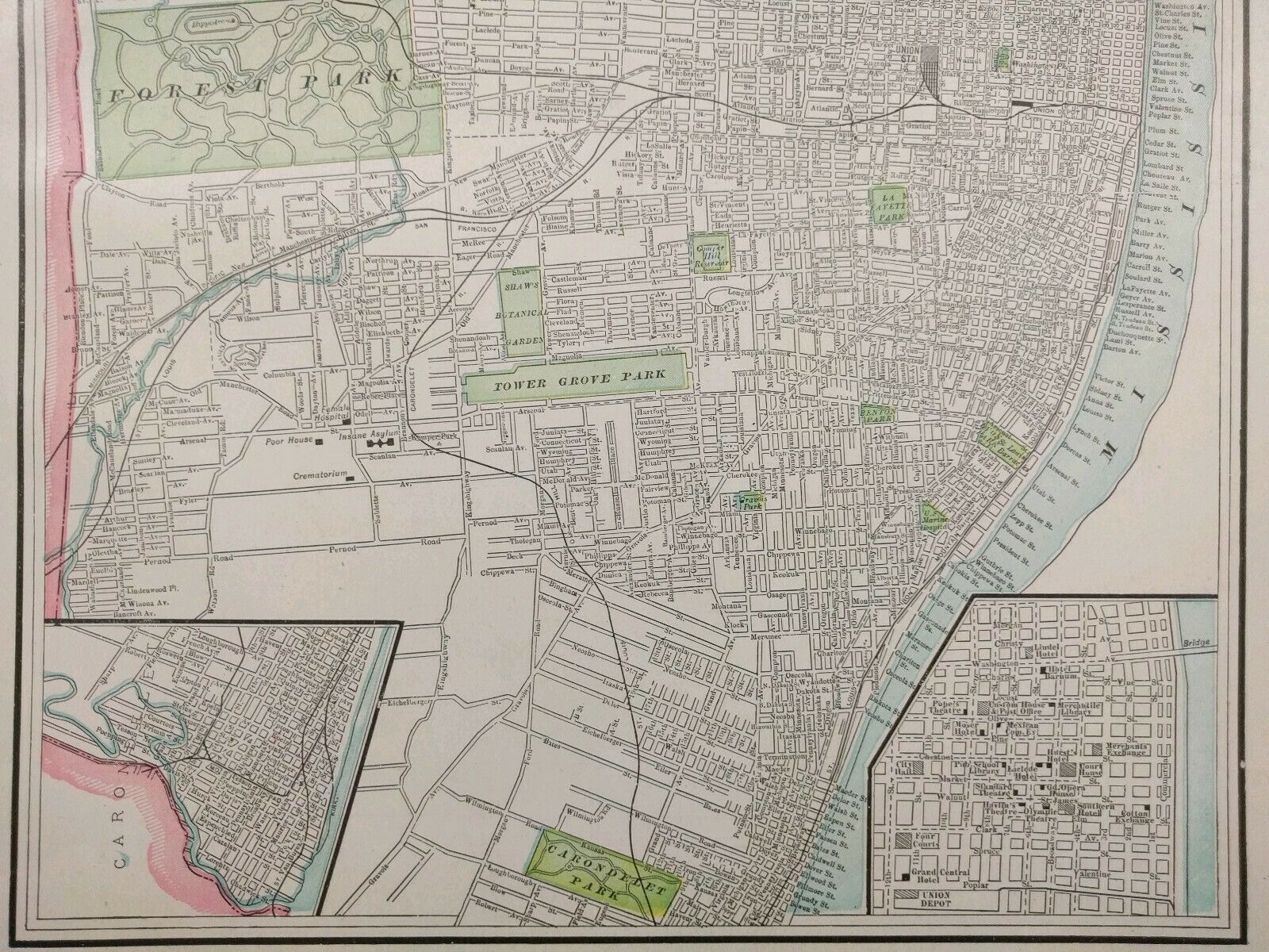 Vintage 1901 ST LOUIS MISSOURI Atlas Map 11 " X14 " Old Antique SOULARD ...