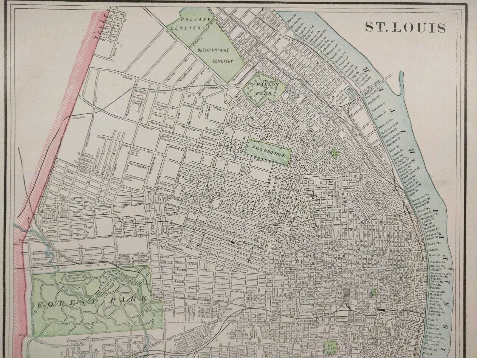 Vintage 1901 ST LOUIS MISSOURI Atlas Map 11 " X14 " Old Antique SOULARD ...