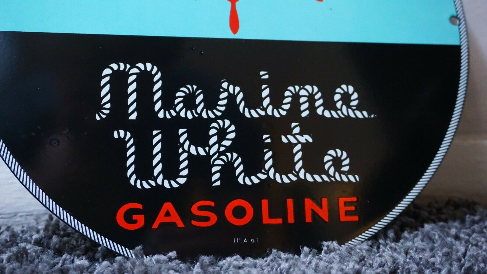 VINTAGE TEXACO MARINE GASOLINE PORCELAIN SIGN GAS STATION PUMP PLATE ...