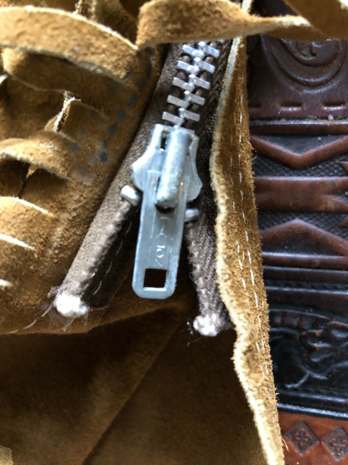Vintage Brown Suede Leather Western Cowboy Zipper Chaps With Fringe ...