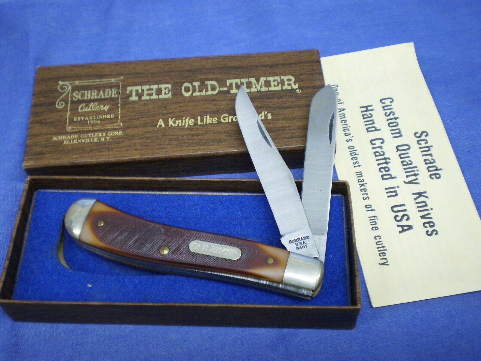 VINTAGE SCHRADE OLD TIMER USA 94OT TRAPPER BOX WITH PAPERS | #18449475