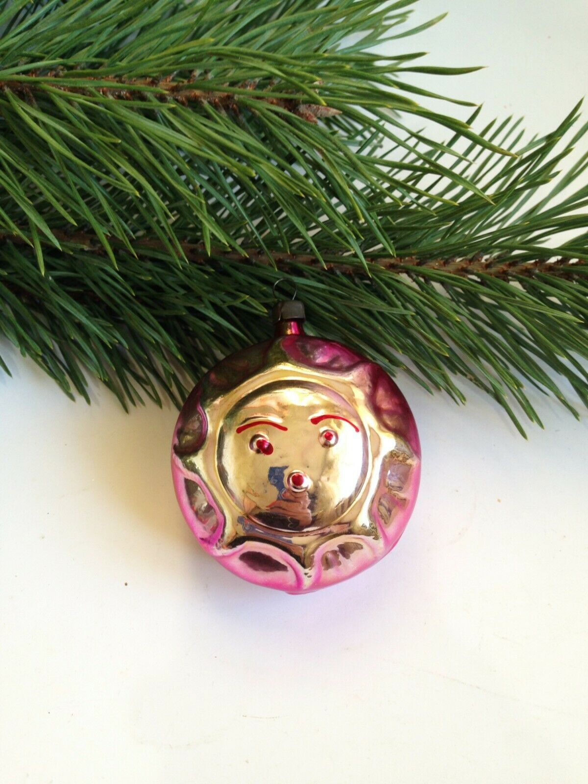 Vintage Russian USSR Glass Ornament The Sun Christmas Tree Decoration ...