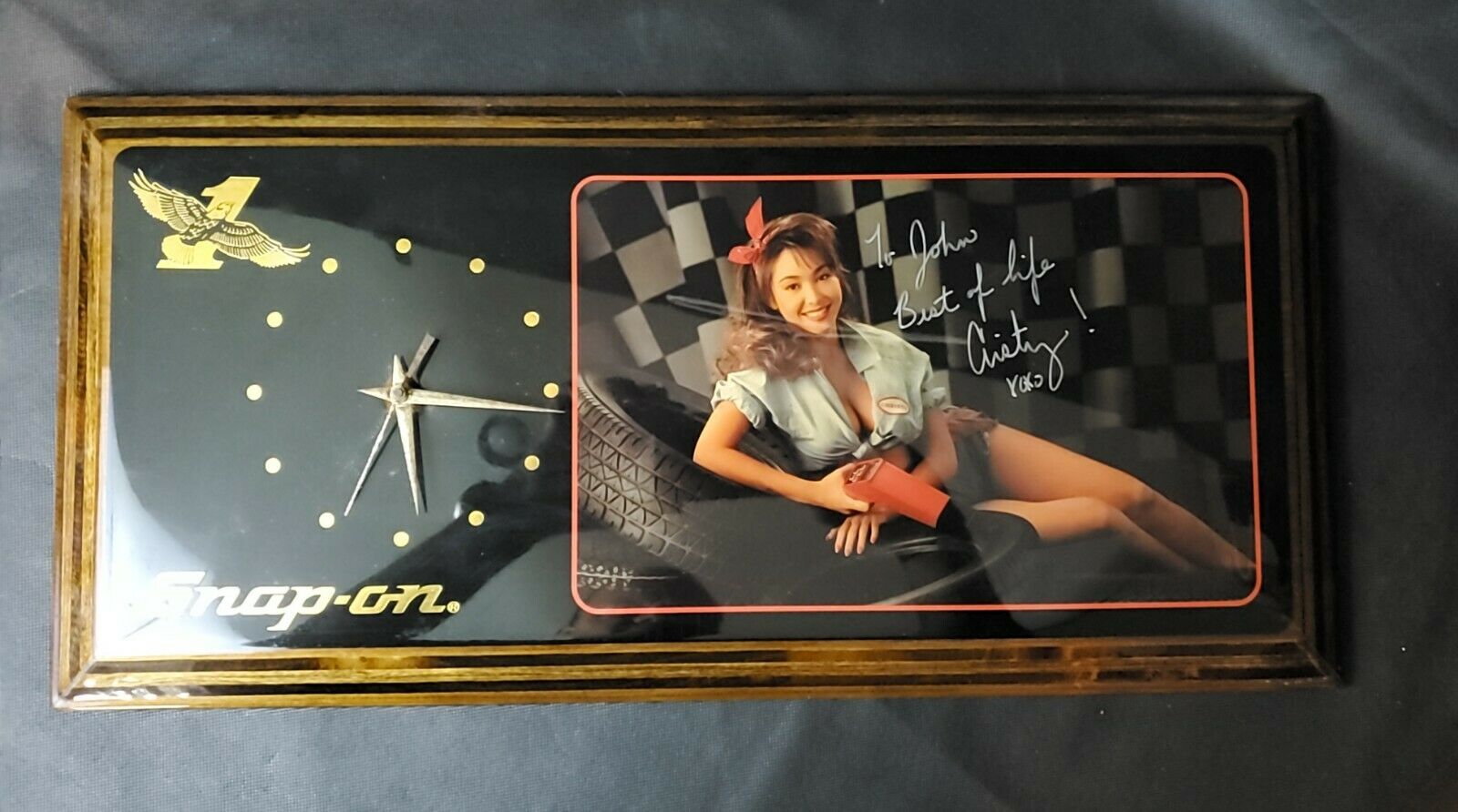 1980s Snap On Tools Vintage Pin Up Girls Wood Wall Clock | #18449365