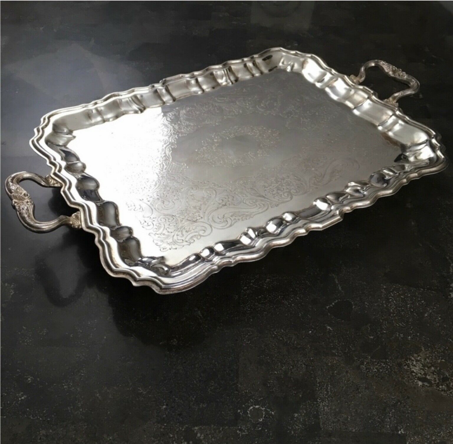 Vintage Silver Plated Footed Ornate Serving Tray Sheridan Silver Co ...