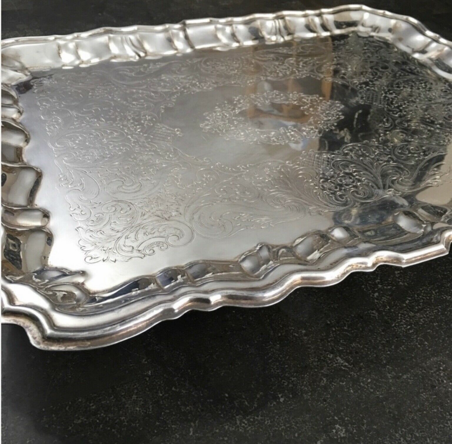 Vintage Silver Plated Footed Ornate Serving Tray Sheridan Silver Co ...