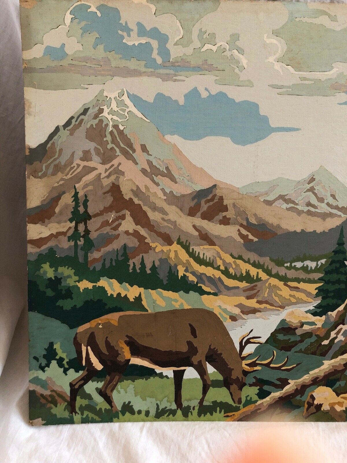 Vintage Paint By Number Mountain Deer 16” By 20” | #18470020