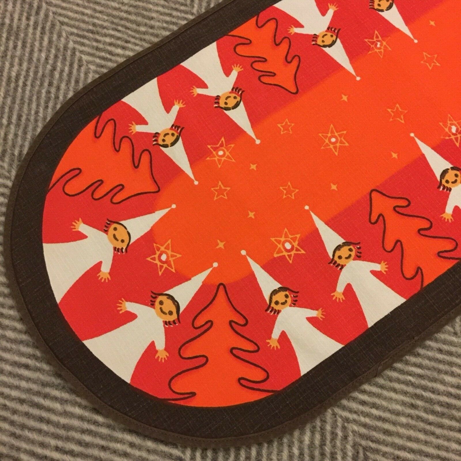 Vintage Swedish Christmas Santa Lucia Runner Table Cloth Starboys Trees ...