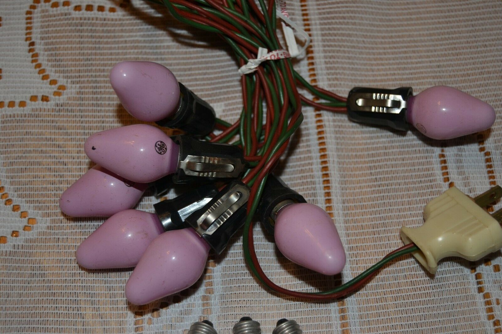 Vintage Christmas Tree Lights C7 / C 7 PINK Bulbs Lamps General ...