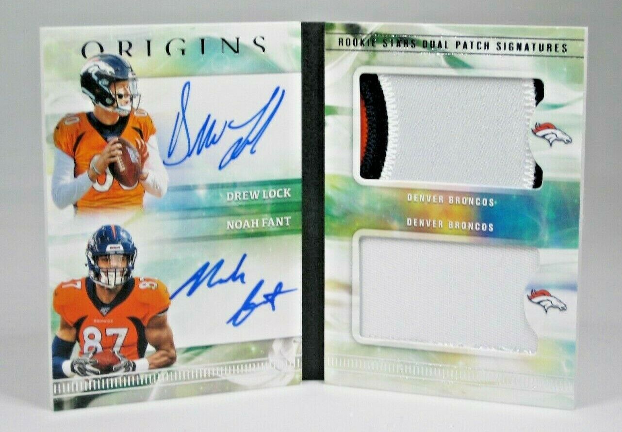 2019 Panini Origins Drew Lock Noah Fant Rookie Dual Patch Auto Booklet ...
