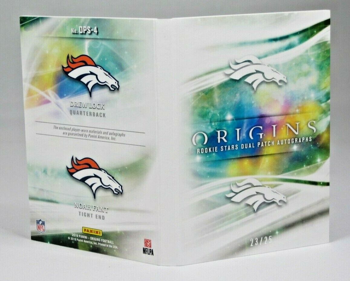 2019 Panini Origins Drew Lock Noah Fant Rookie Dual Patch Auto Booklet ...