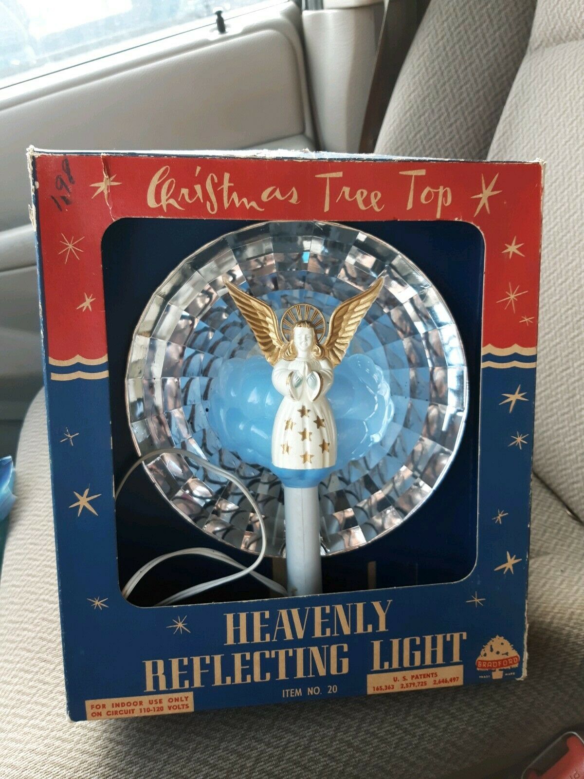VINTAGE BRADFORD HEAVENLY REFLECTING LIGHT CHRISTMAS ANGEL TREE TOPPER ...